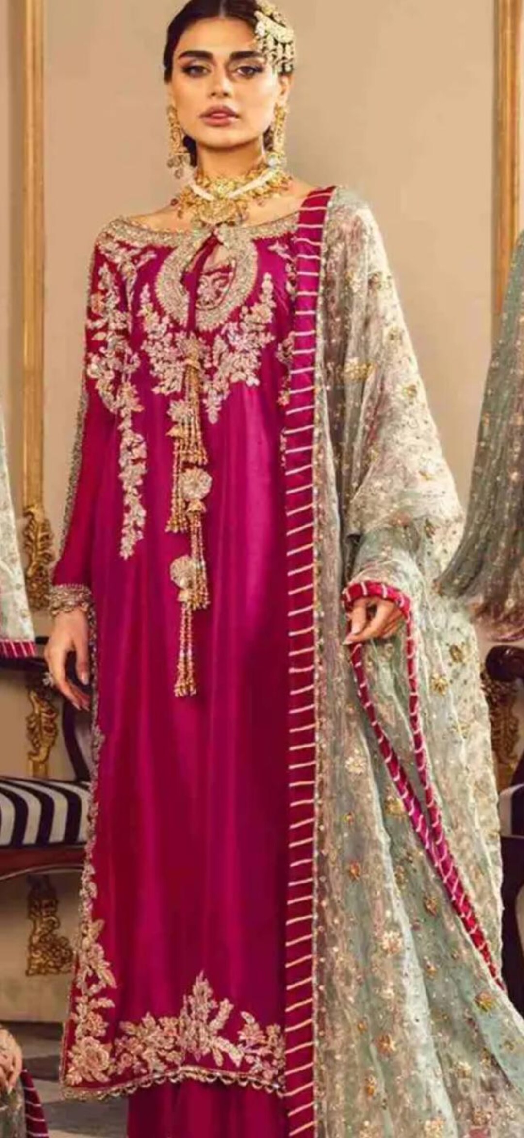 Pakistani Wedding Dress Salwar Kameez Cotton Silk Embroidery Outfit ...