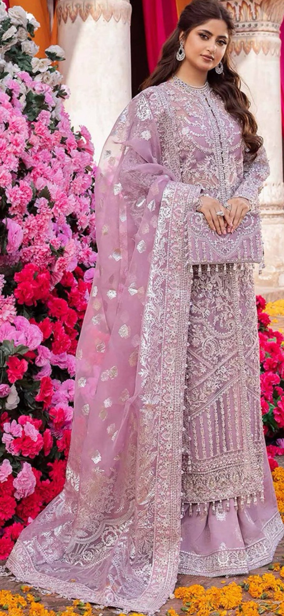 Pakistani Salwar Kameez Party Wear Net Organza Embroidery Outfit Made ...