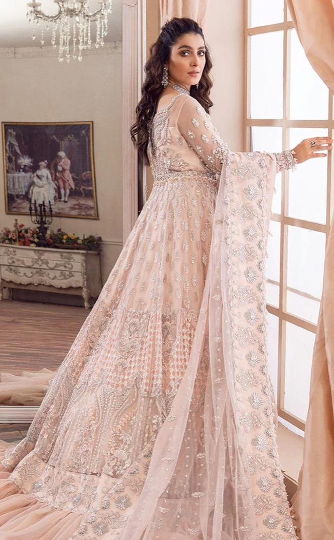 Pakistani Wedding Dress Salwar Kameez Net Embroidery Dull Pink Color ...