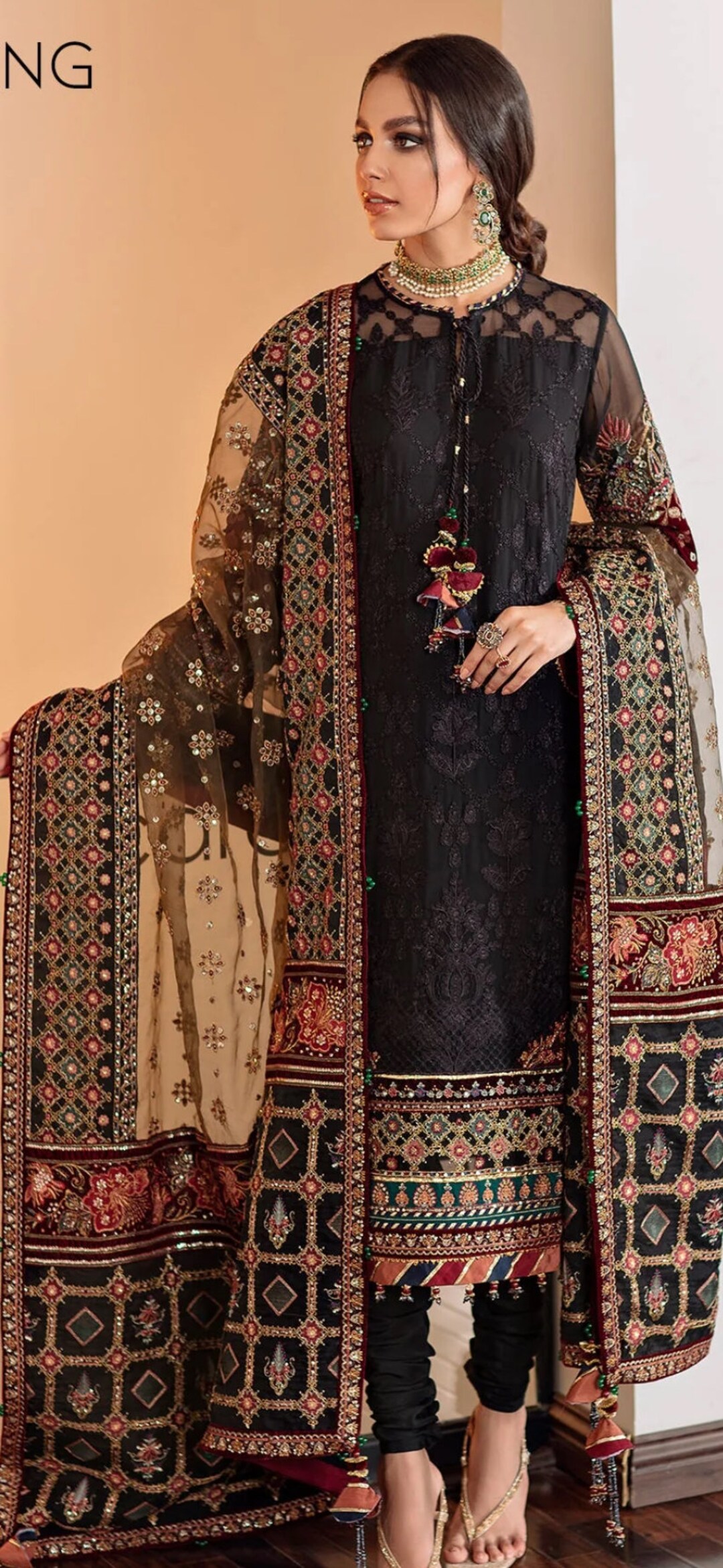 Pakistani Stylish Salwar Kameez Party Wear Net Chiffon Embroidery ...