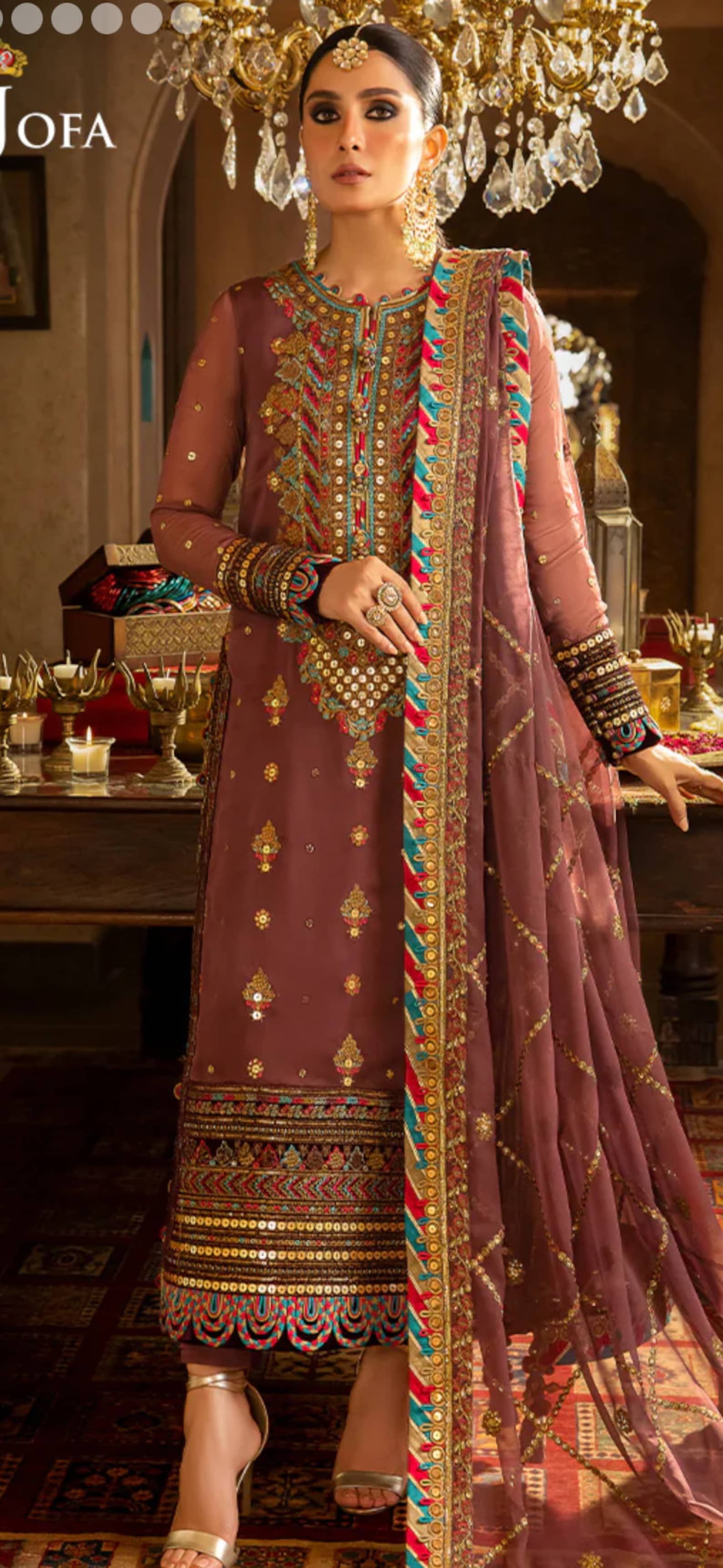 Pakistani Salwar Kameez Chiffon Asims Jofa Embroidery Outfit Made on ...