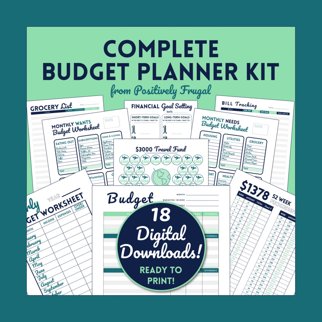 Monthly Budget Planner Kit, Finance Savings Tracker, Budget Printable ...