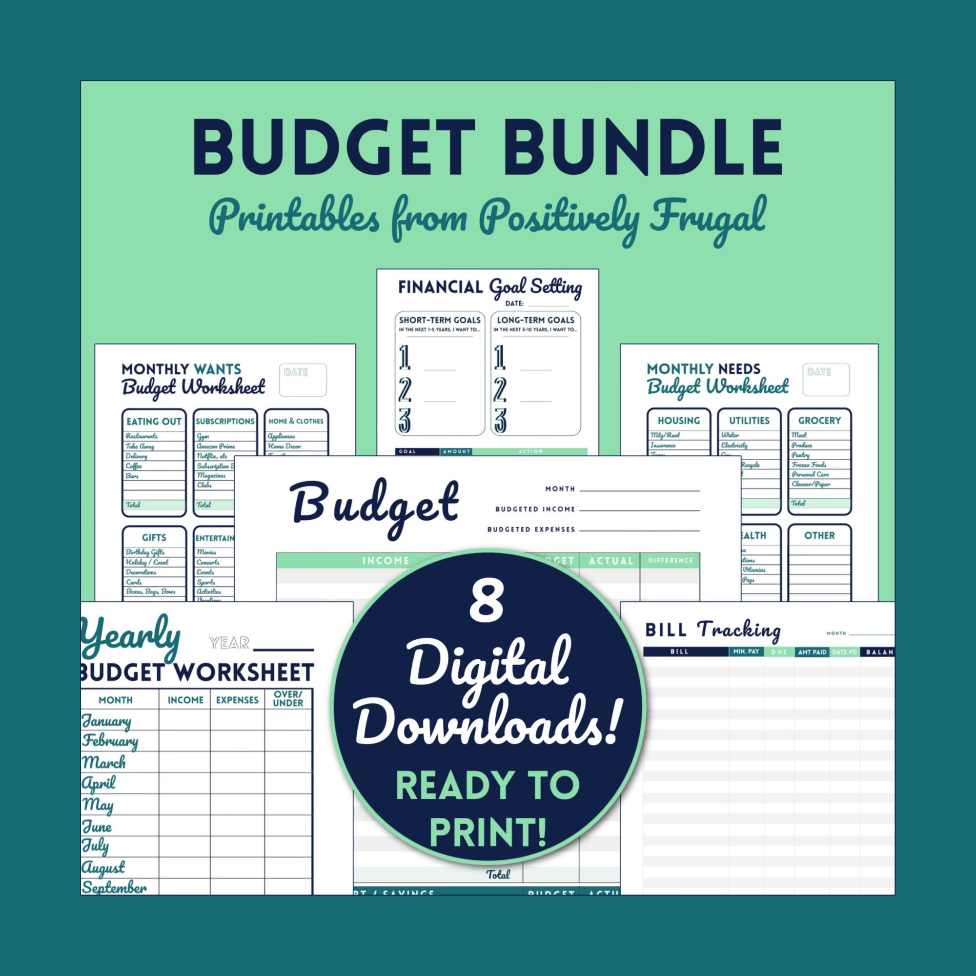 Budget Bundle Kit for Printable Budget Binder, Finance Planner, Savings ...