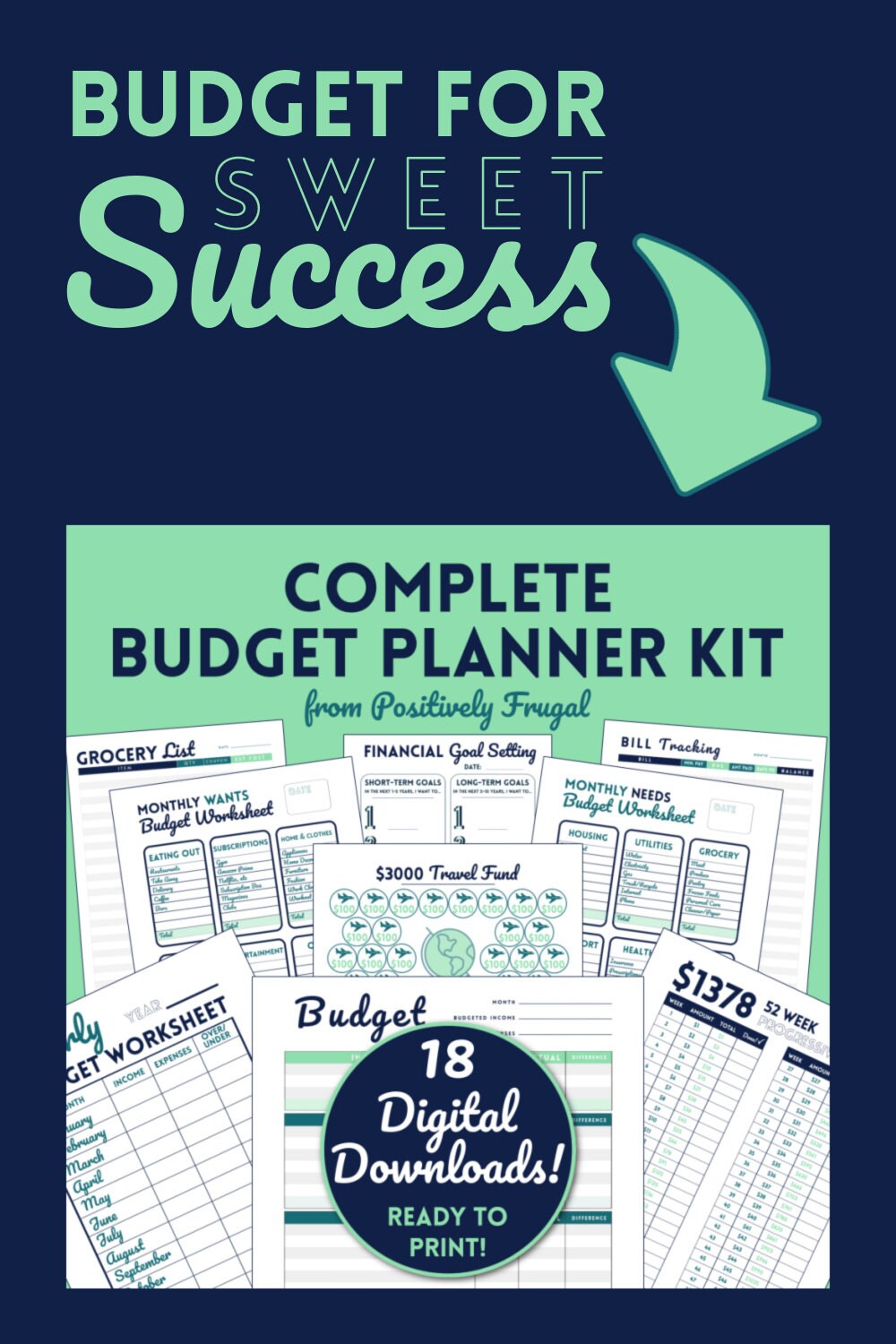 Monthly Budget Planner Kit, Finance Savings Tracker, Budget Printable ...