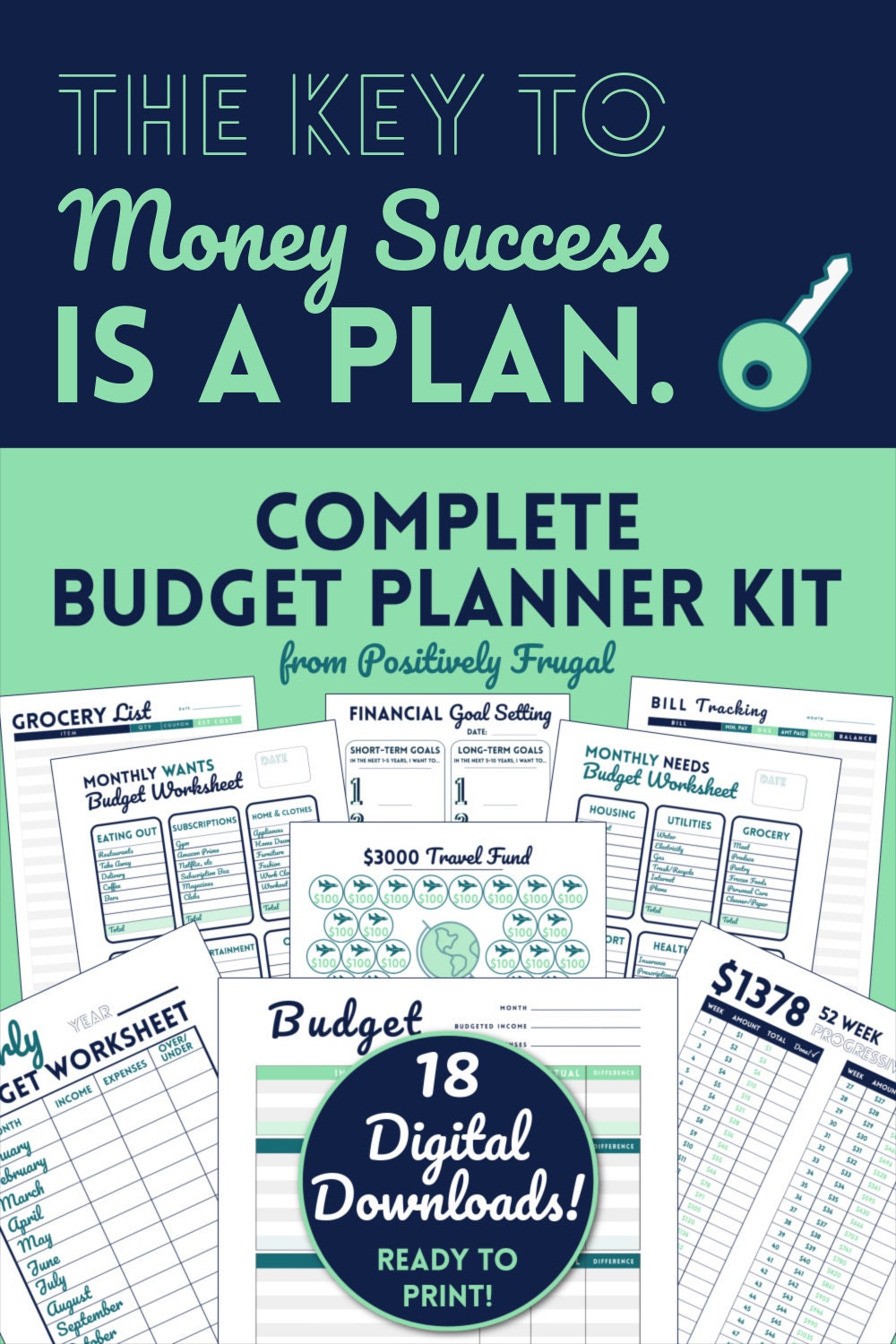 Monthly Budget Planner Kit, Finance Savings Tracker, Budget Printable ...