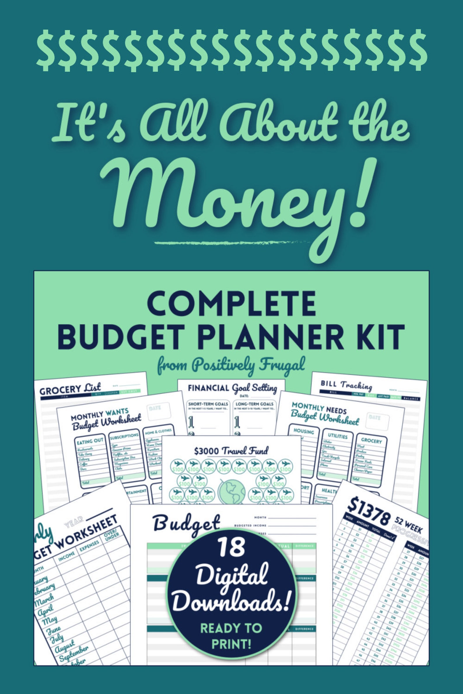 Monthly Budget Planner Kit, Finance Savings Tracker, Budget Printable ...