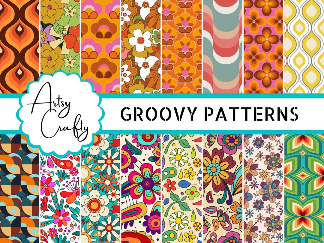 Groovy Digital Paper, Scrapbooking Digital Paper Pack, Scrapbook ...