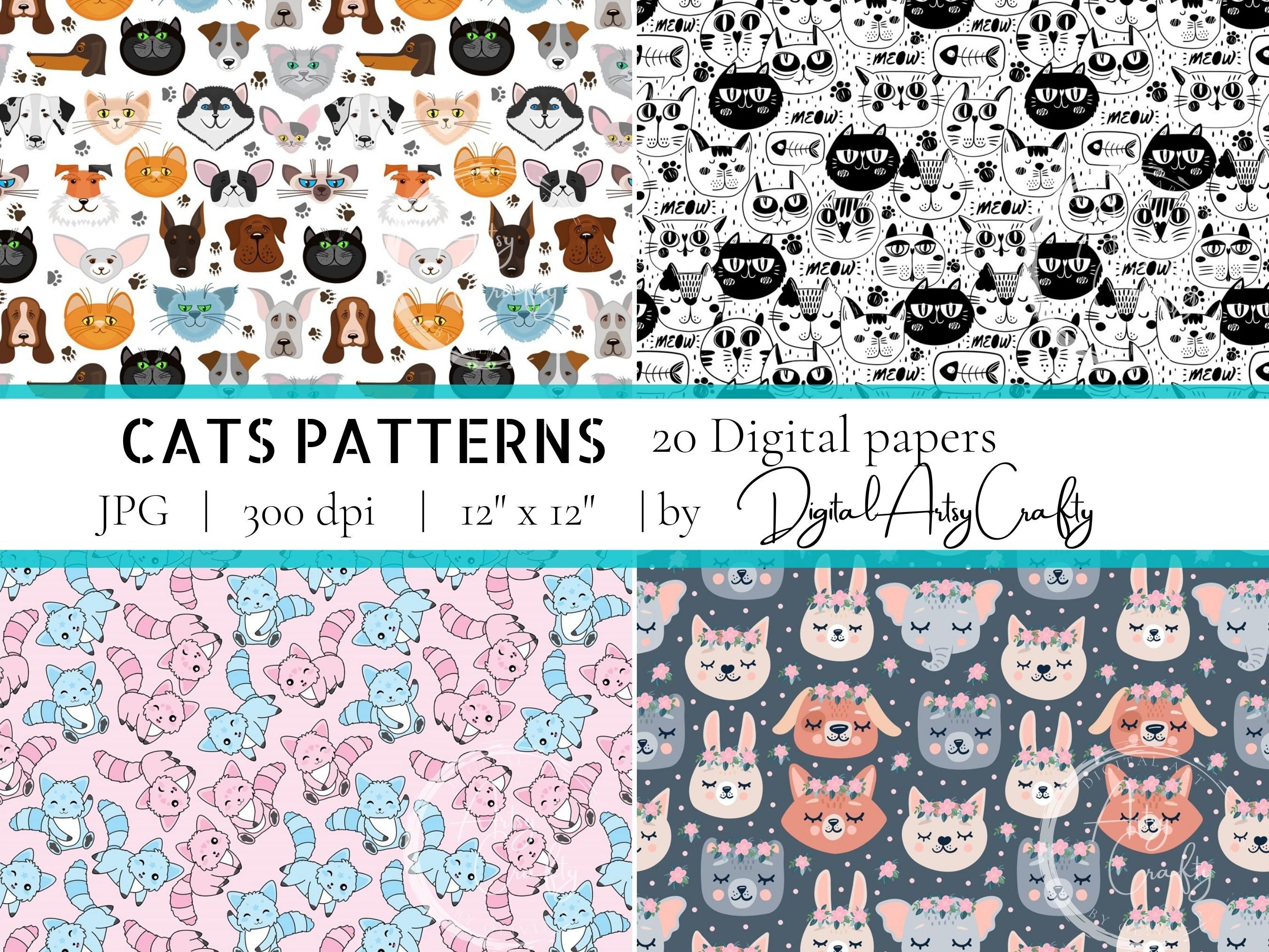 Cat Digital Paper Scrapbooking Digital Paper Pack Scrapbook - Etsy