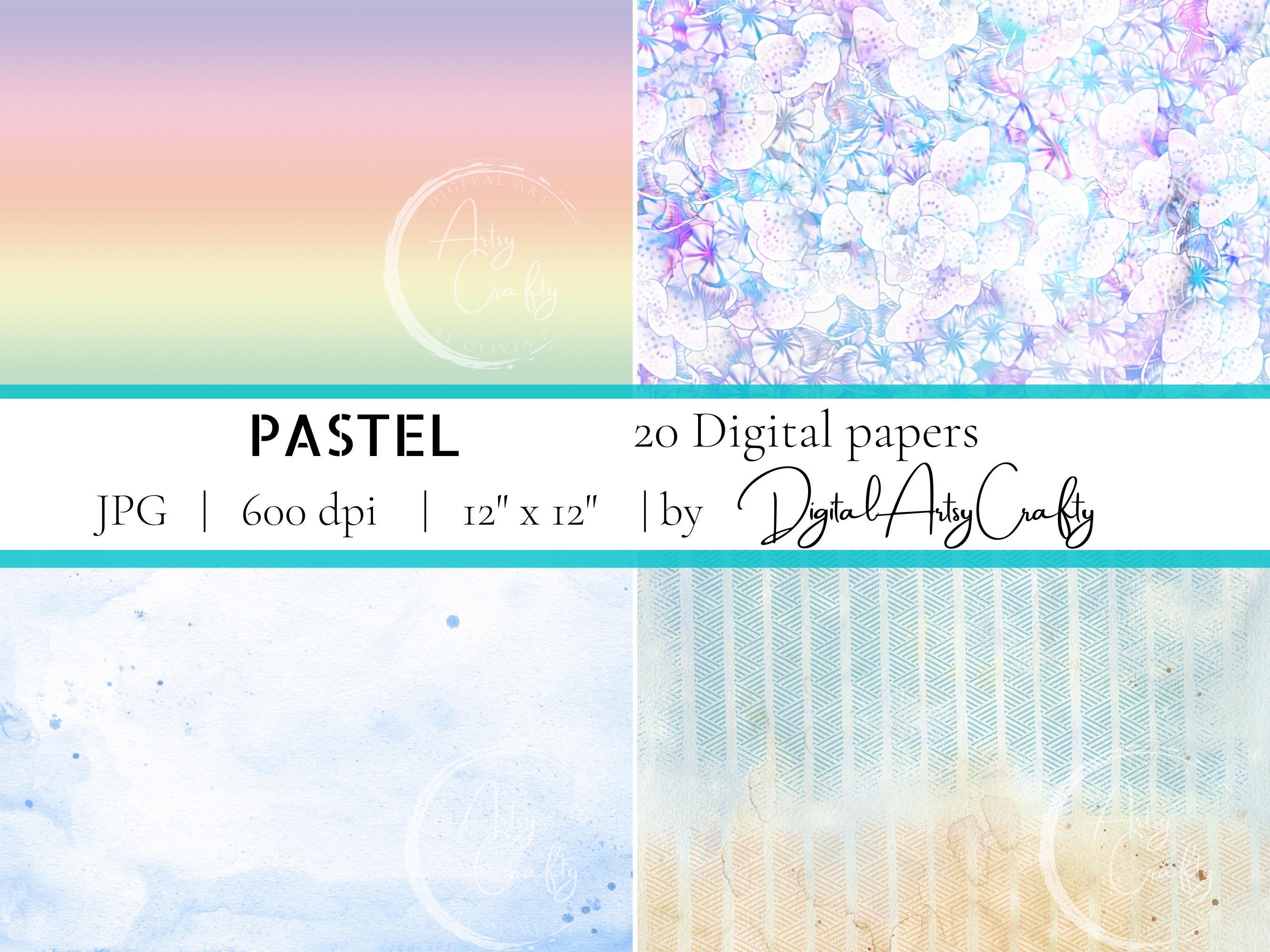 Pastel Digital Paper, Scrapbooking Digital Paper Pack, Scrapbook ...