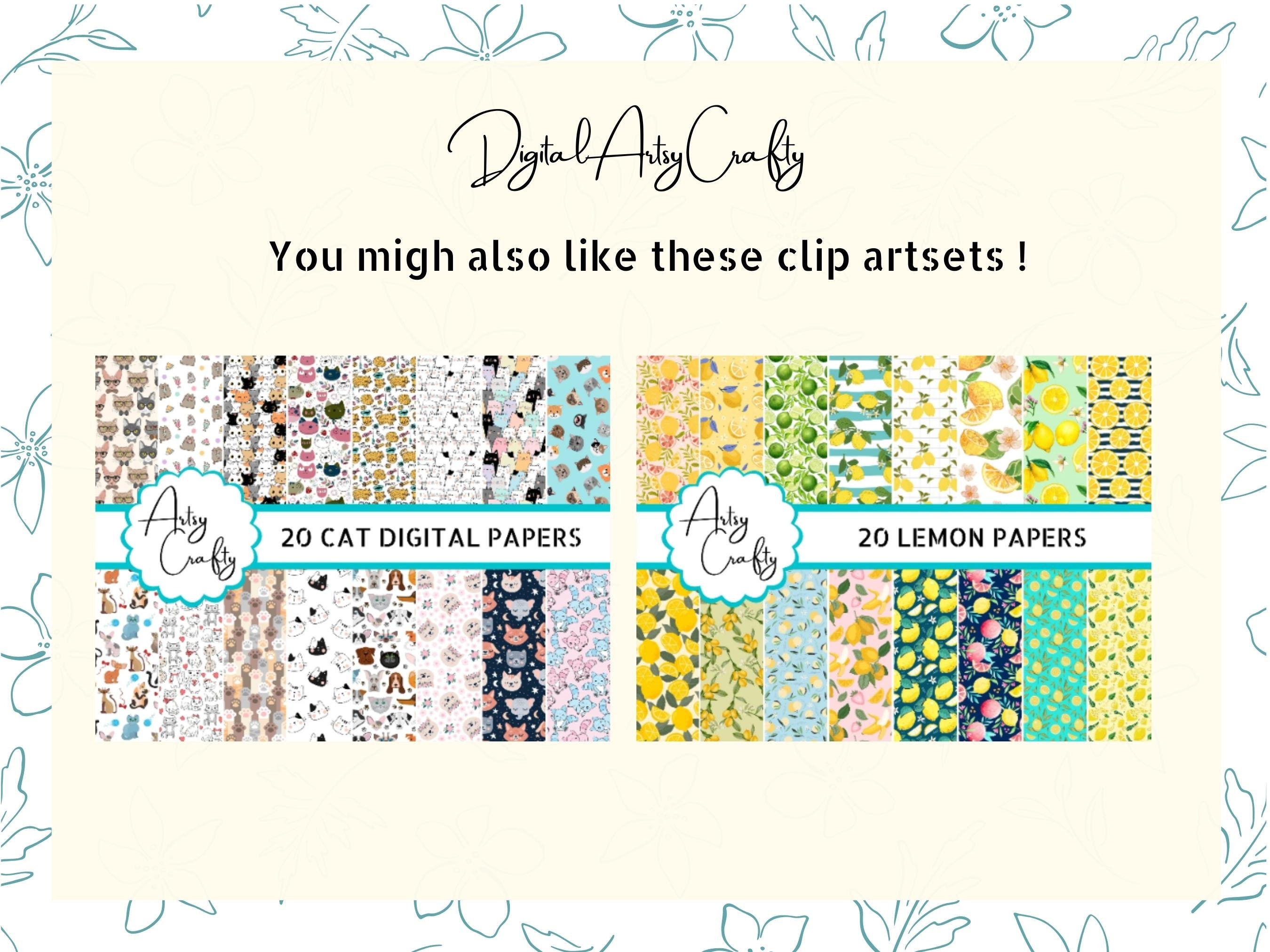 Flowers and Stripes Digital Paper, Scrapbooking Digital Paper Pack ...