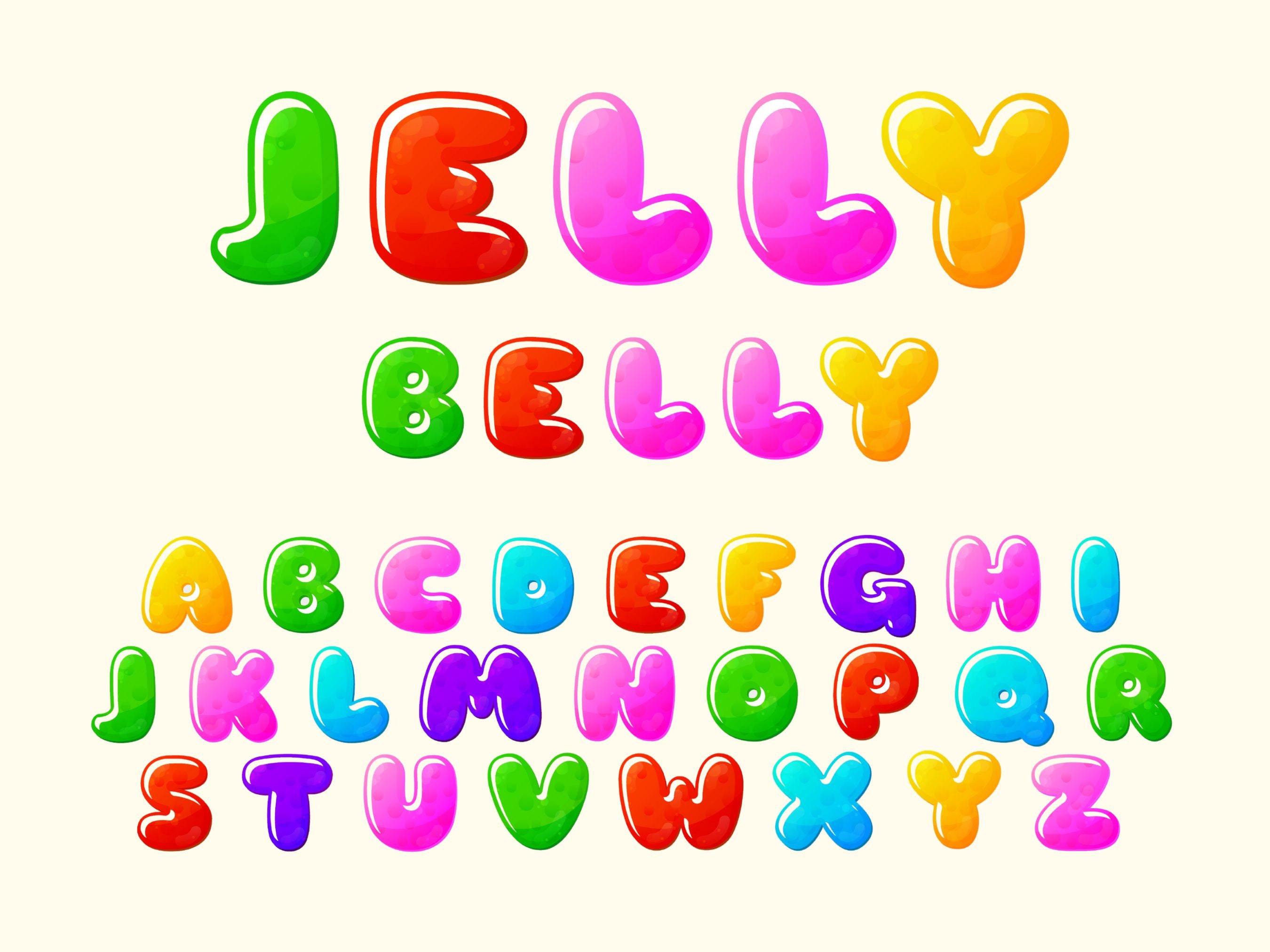 Jelly Alphabet. Fruit Candy Font, Typographics Letters and Numbers ...