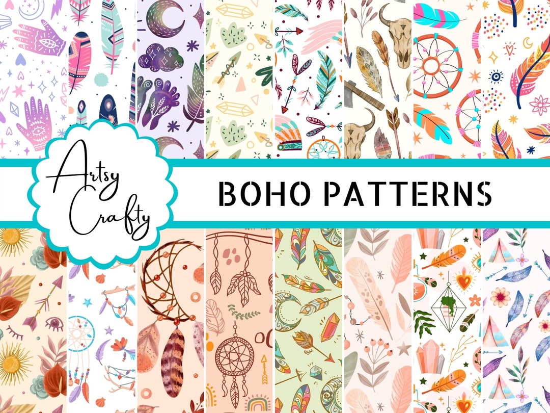 Boho Digital Paper, Scrapbooking Digital Paper Pack, Scrapbook Collage ...