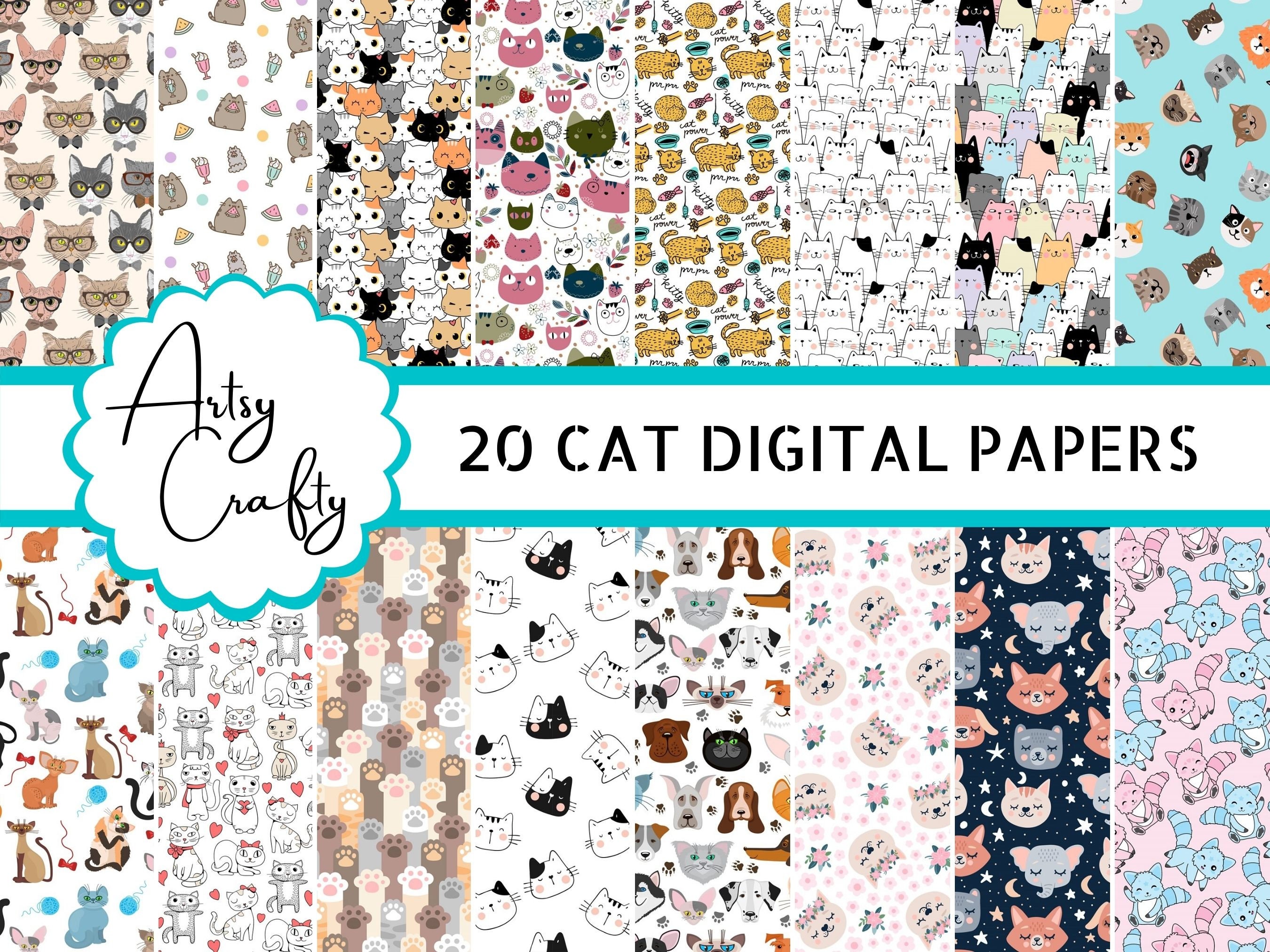 Cat Digital Paper, Scrapbooking Digital Paper Pack, Scrapbook Collage ...