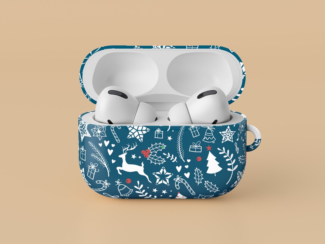 Christmas Blue Stars Reindeers Custom Airpods Pro Case, Winter Fun ...