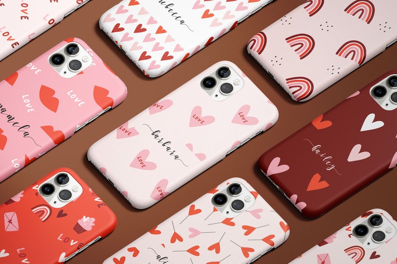 Cute Heart Pink Custom Women Phone Case Personalized Iphone - Etsy