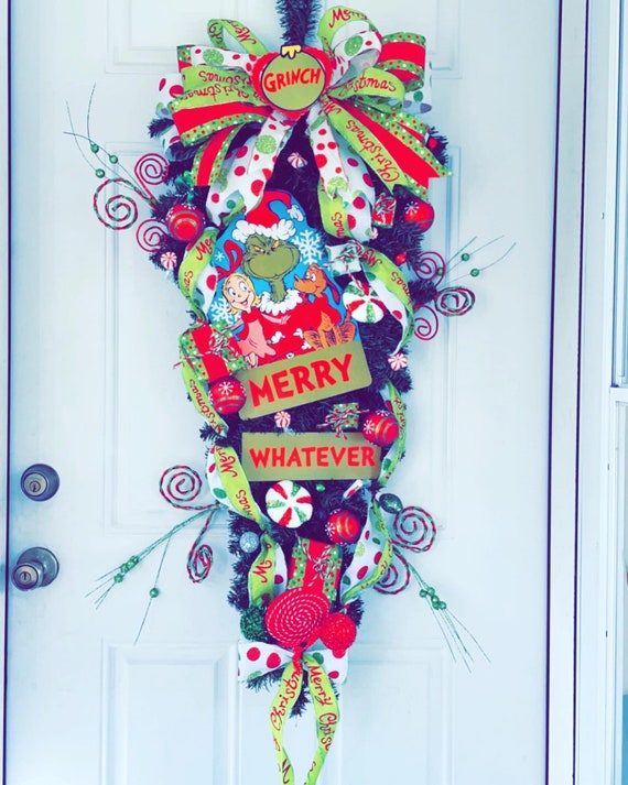 Grinch Wreath Grinch Swag for Front Door Grinch Christmas - Etsy