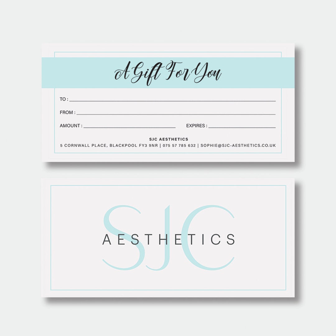 Print at Home Aesthetic Branded Gift Card Vouchers | Gift Certificates ...