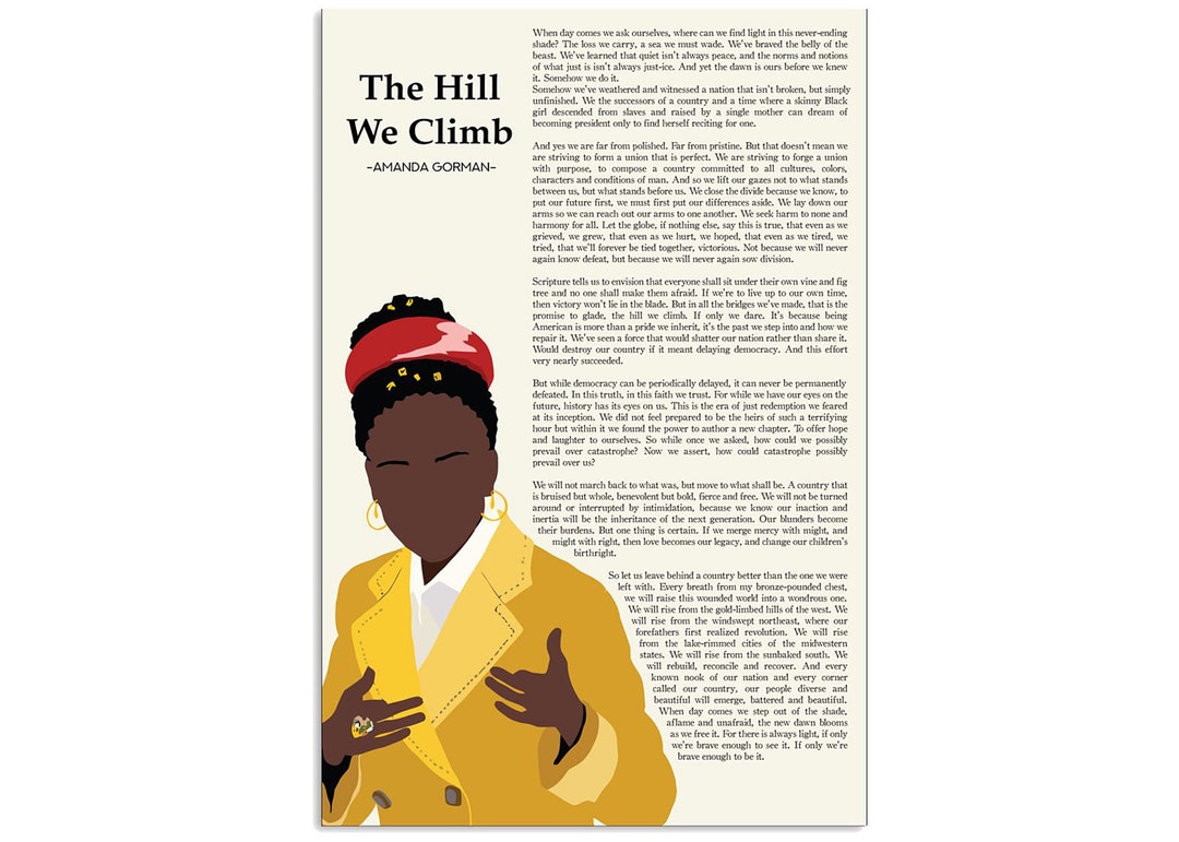 The Hill We Climb Amanda Gorman Poster, Feminist Poster, Feminist Wall ...