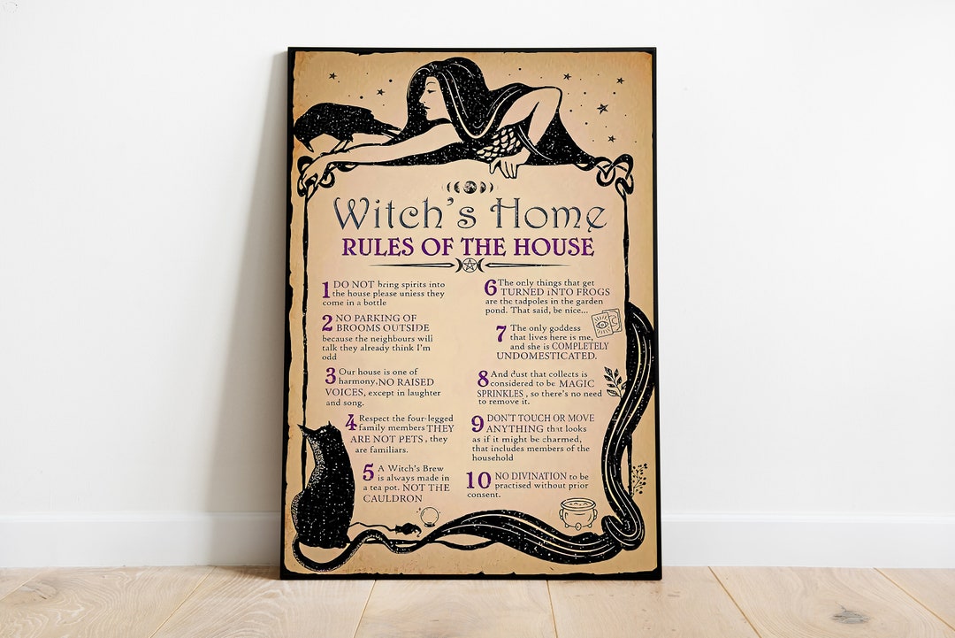 Witch's Home Rules Poster, Witch Poster, Witchcraft Poster, Witch Art ...