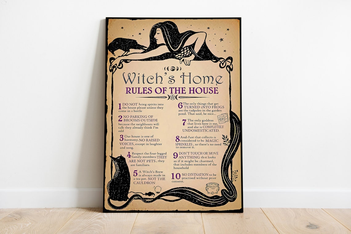 Witch's Home Rules Poster Witch Poster Witchcraft - Etsy