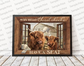 Highland Cow Bathroom Art - Etsy Singapore