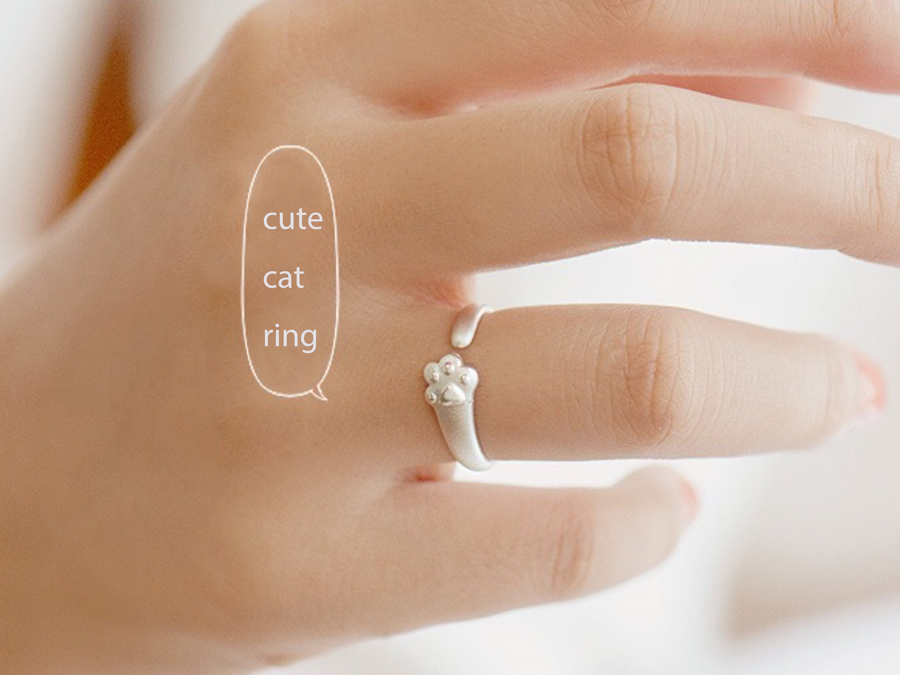 Cat Ring Silver Cat Ring Adjustable Ring Cute Cat Ring Cat | Etsy