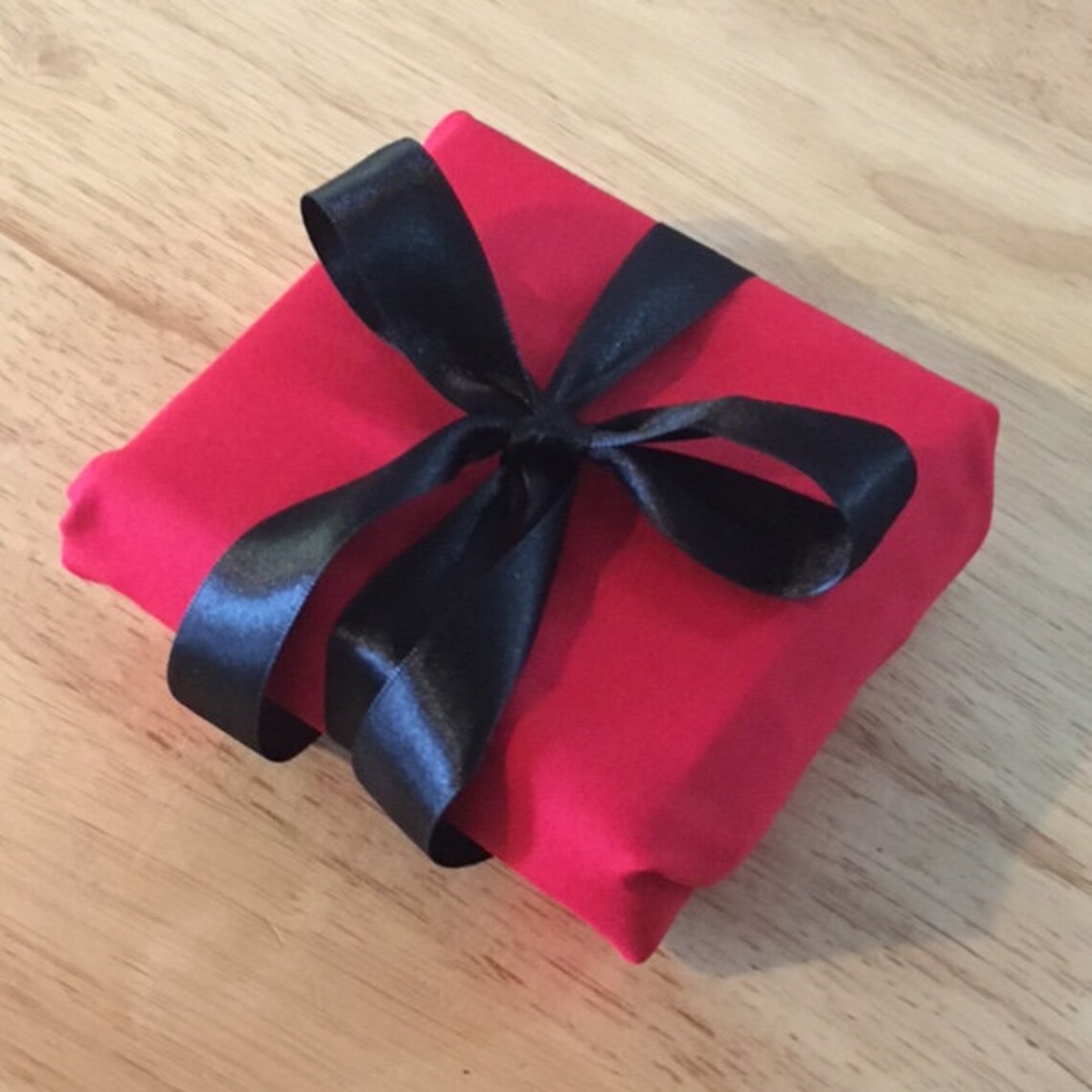 Red Fabric Gift Wrap With Black Satin Ribbon - Etsy