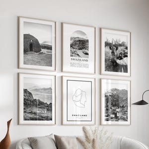 Swaziland Gallery Wall Art - Set of 6, Swaziland Black and White Photo ...