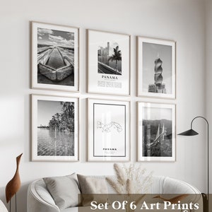 Panama Gallery Wall Art Set of 6, Panama Black and White Photo, Panama ...