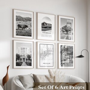 Amarillo Gallery Wall Art - Set of 6, Amarillo Black and White Photo ...