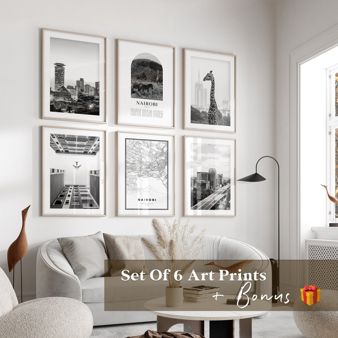 Nairobi Gallery Wall Art Set of 6, Nairobi Black and White Photo ...