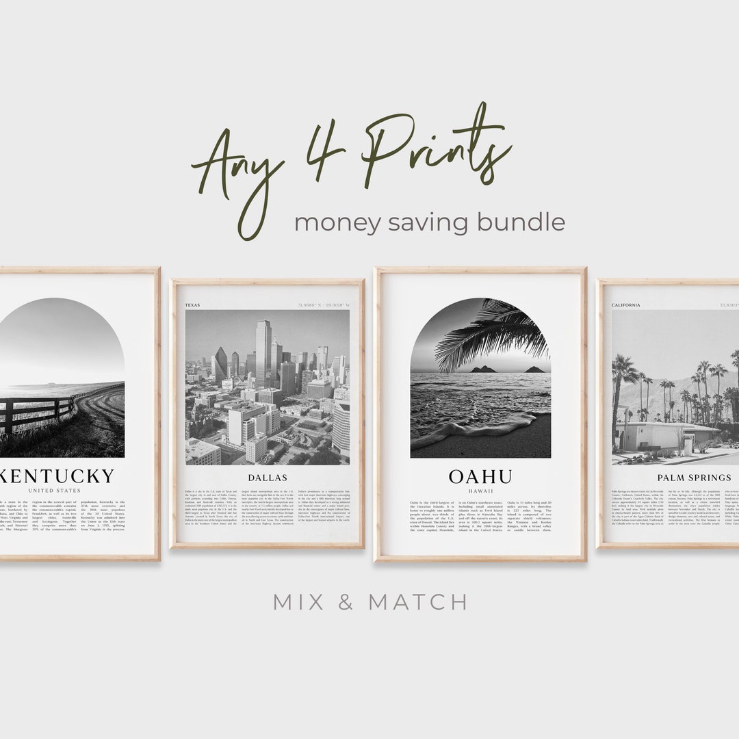 Money Saving Bundle ANY 4 Prints From Our Store, Travel Posters Set ...