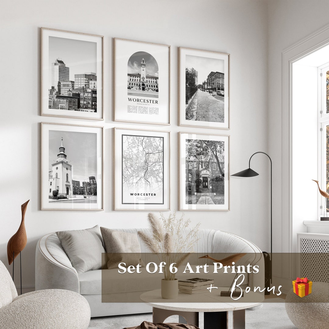 Worcester Gallery Wall Art - Set of 6, Worcester Black and White Photo ...