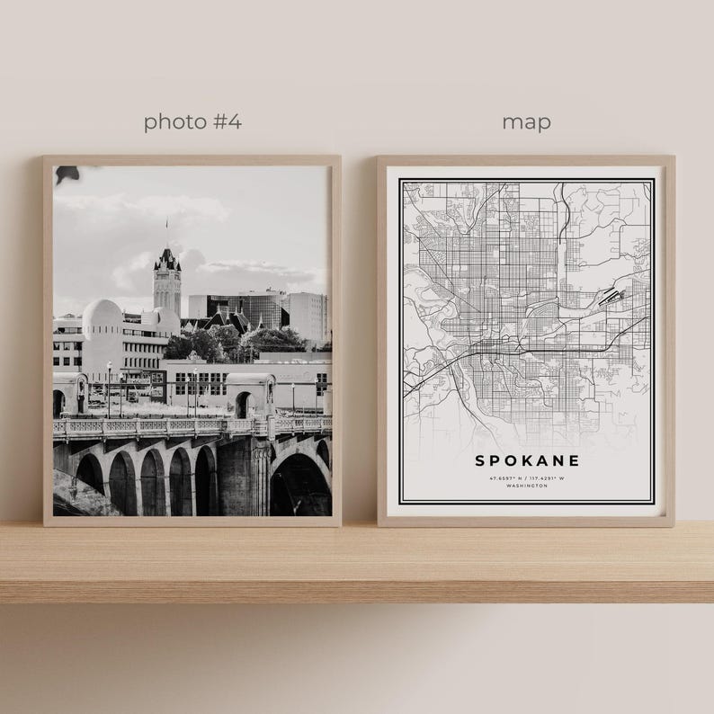 Spokane Gallery Wall Art - Set of 6, Spokane Black and White Photo ...