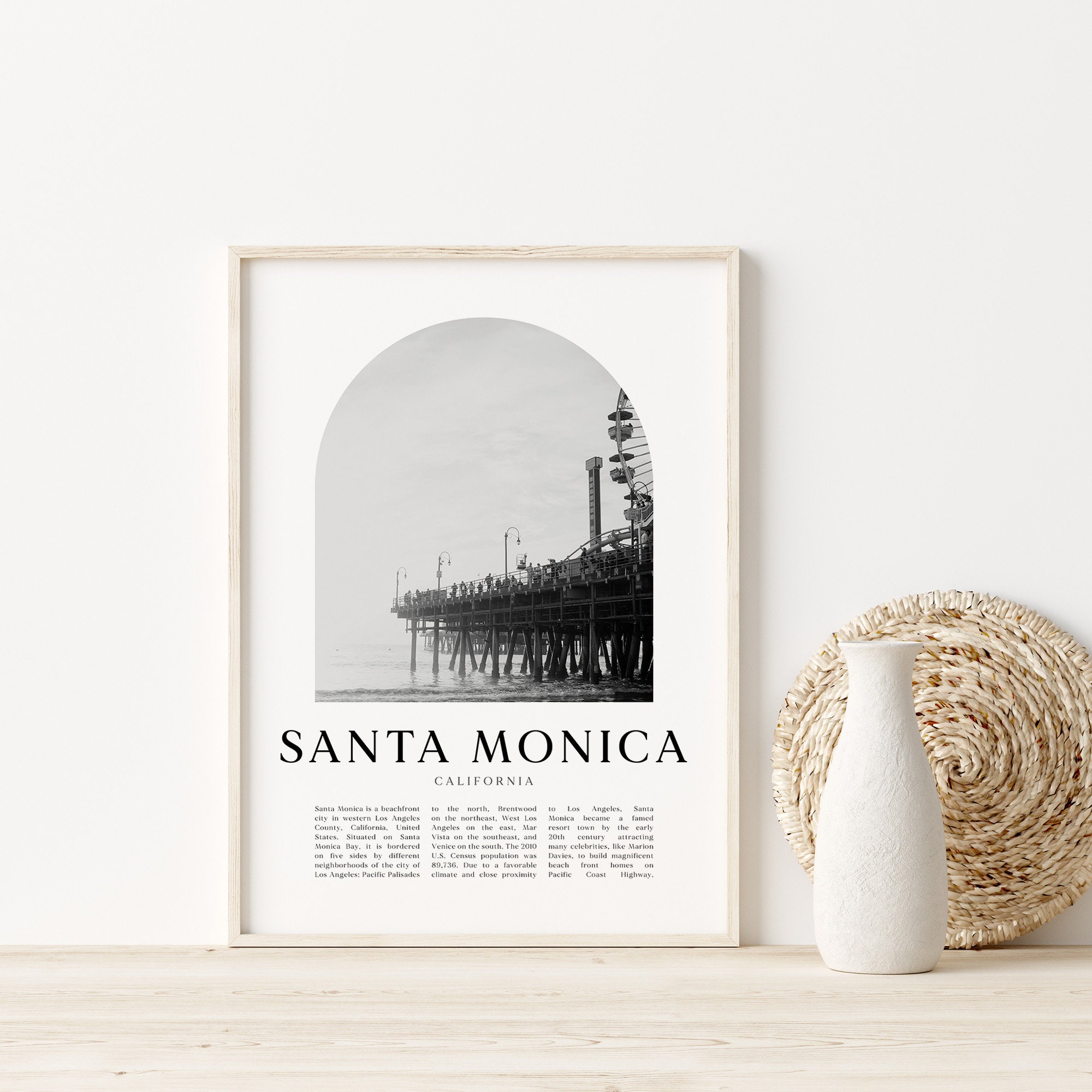 Santa Monica Art Print Santa Monica Poster Santa Monica - Etsy
