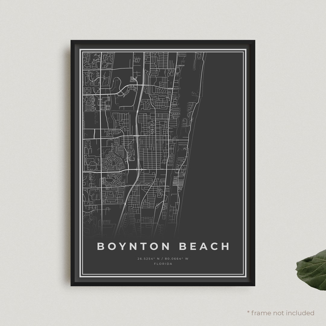 Boynton Beach Map Print, Boynton Beach Black Map Poster, Boynton Beach ...