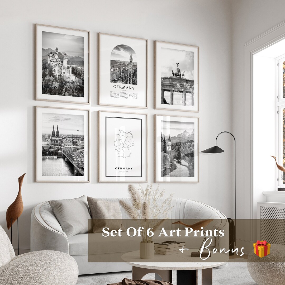 Germany Gallery Wall Art - Set of 6, Germany Black and White Photo ...