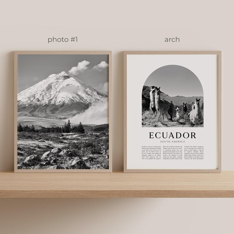 Ecuador Gallery Wall Art - Set of 6, Ecuador Black and White Photo ...