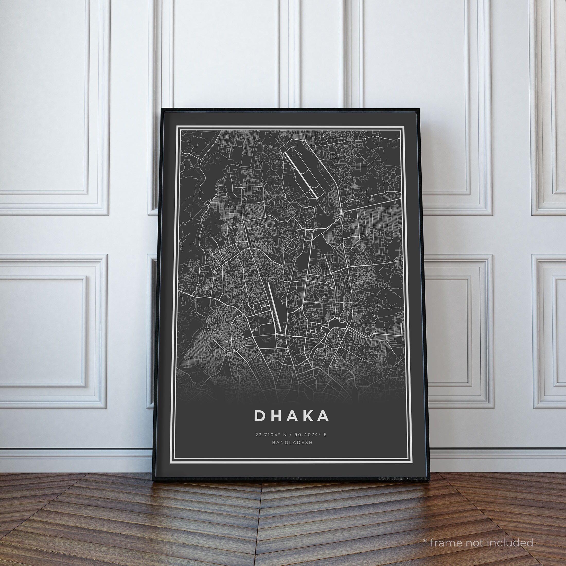 Dhaka Map Print Dhaka Black Map Poster Dhaka Dark Map - Etsy