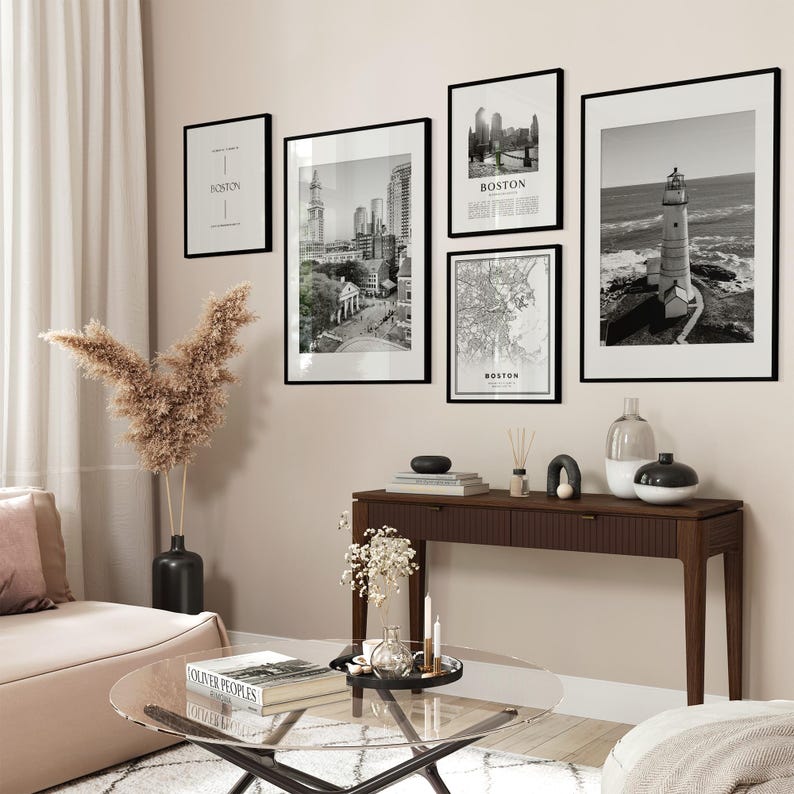 Boston Gallery Wall Art - Set of 6, Boston Black and White Photo ...
