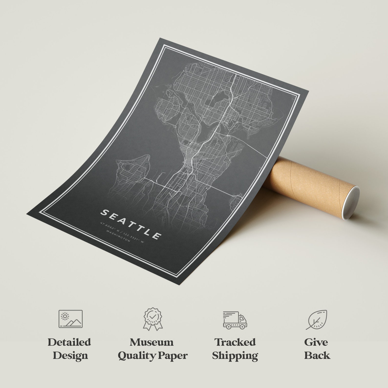 Davao Map Print Davao Black Map Poster Chicago Dark Map | Etsy