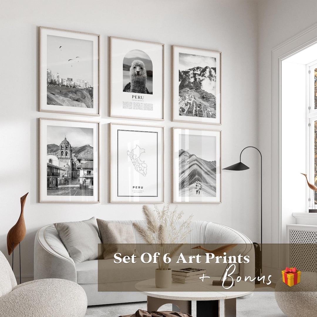 Peru Gallery Wall Art - Set of 6, Peru Black and White Photo, Peru ...