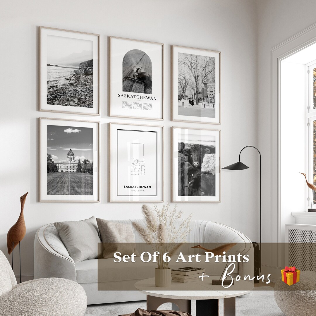 Saskatchewan Gallery Wall Art - Set of 6, Saskatchewan Black and White ...
