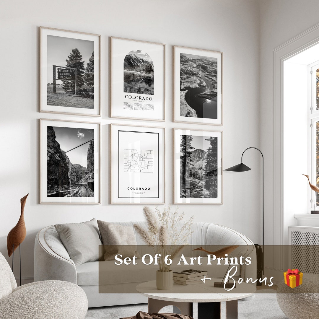 Colorado Gallery Wall Art - Set of 6, Colorado Black and White Photo ...