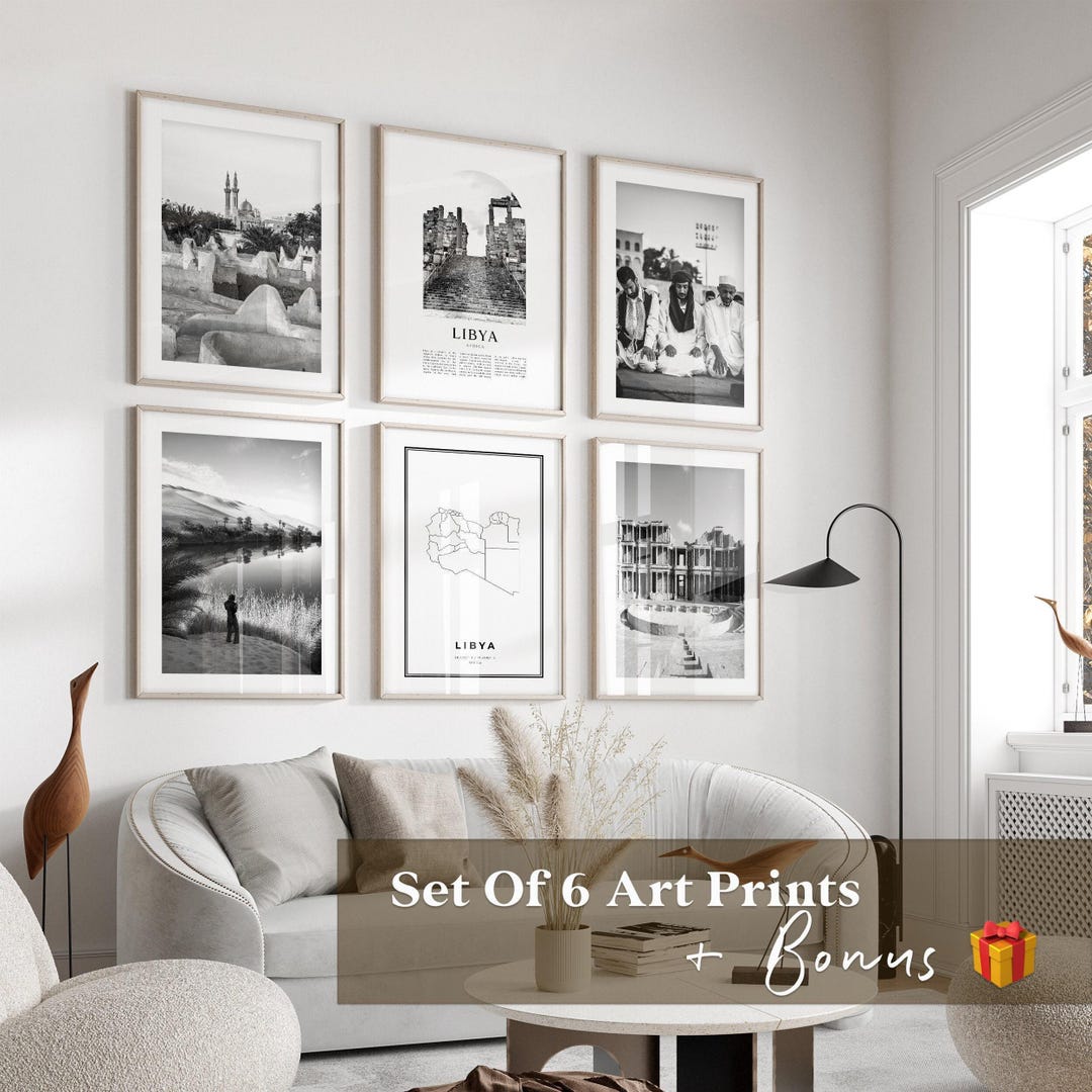 Libya Gallery Wall Art - Set of 6, Libya Black and White Photo, Libya ...