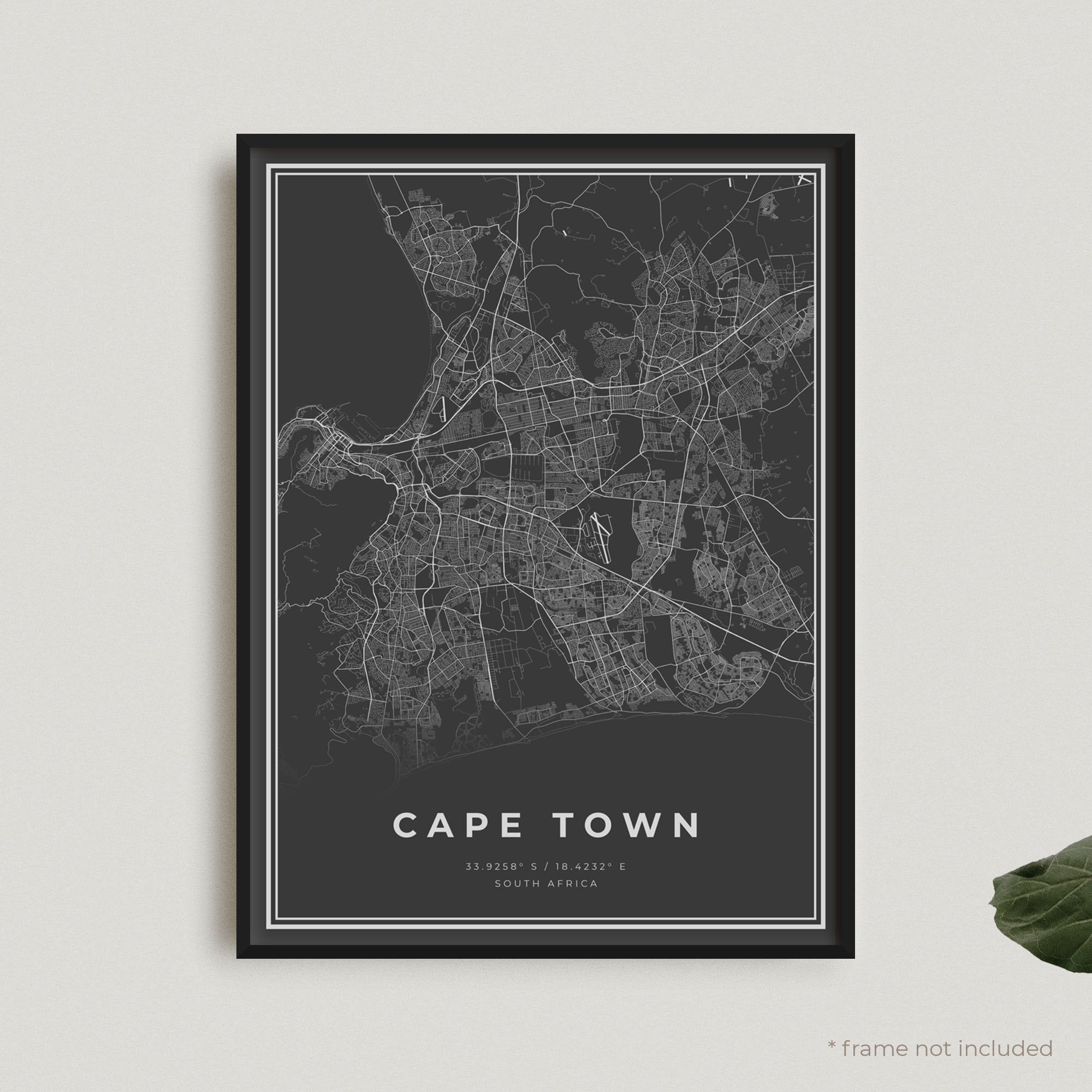 Cape Town Map Print Cape Town Black Map Poster Cape Town - Etsy