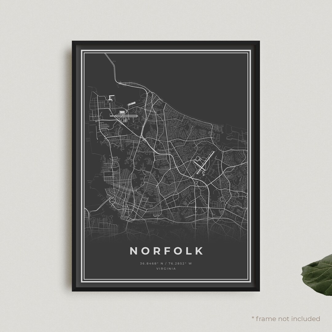 Norfolk Map Print, Norfolk Black Map Poster, Norfolk Dark Map Poster ...