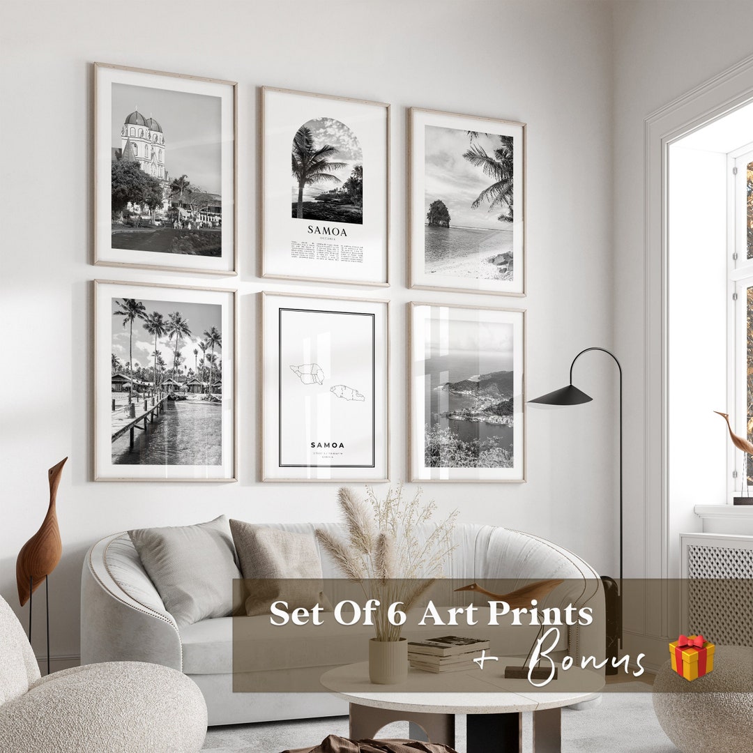 Samoa Gallery Wall Art - Set of 6, Samoa Black and White Photo, Samoa ...
