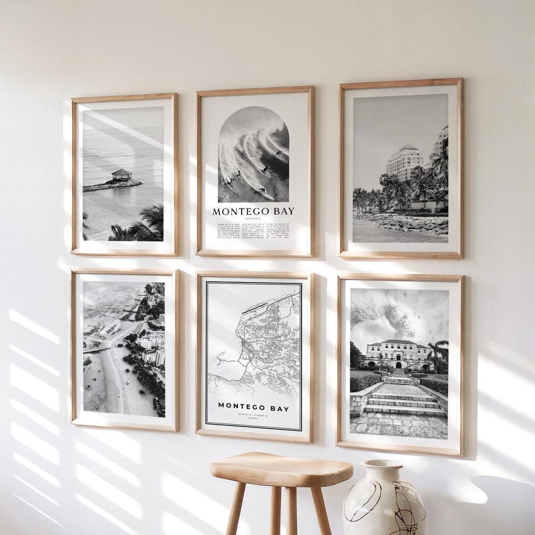 Montego Bay Gallery Wall Art - Set of 6, Montego Bay Black and White ...