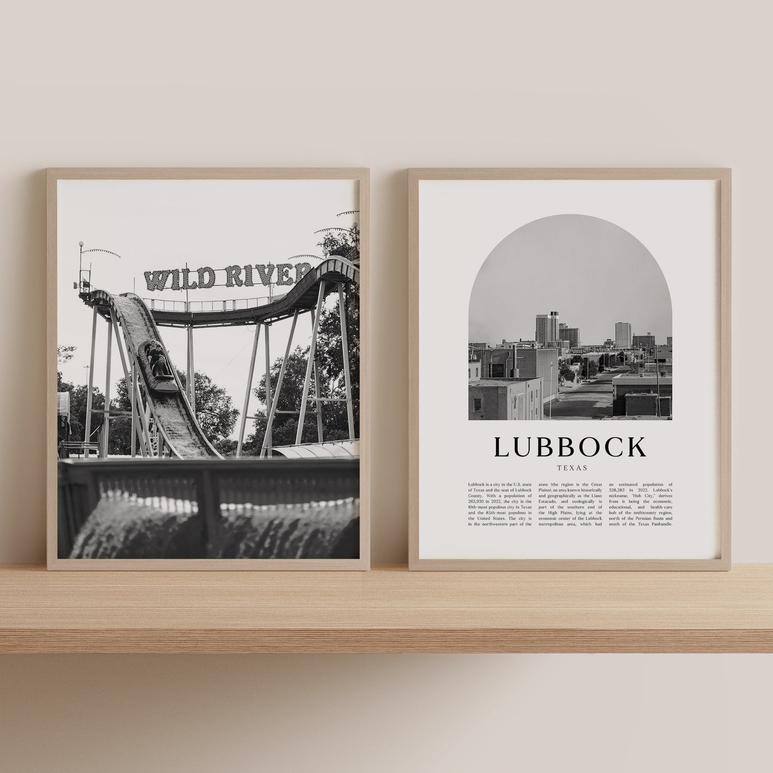 Lubbock Gallery Wall Art Set of 6, Lubbock Black and White Photo ...